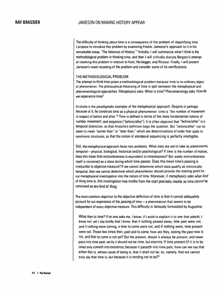 Ray Brassier Jameson On Making History Appear 2 | PDF | Phenomenology ...