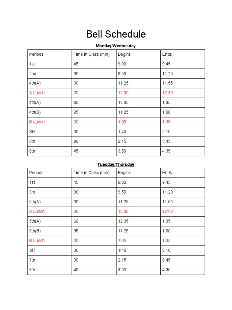 Bell Schedule | PDF