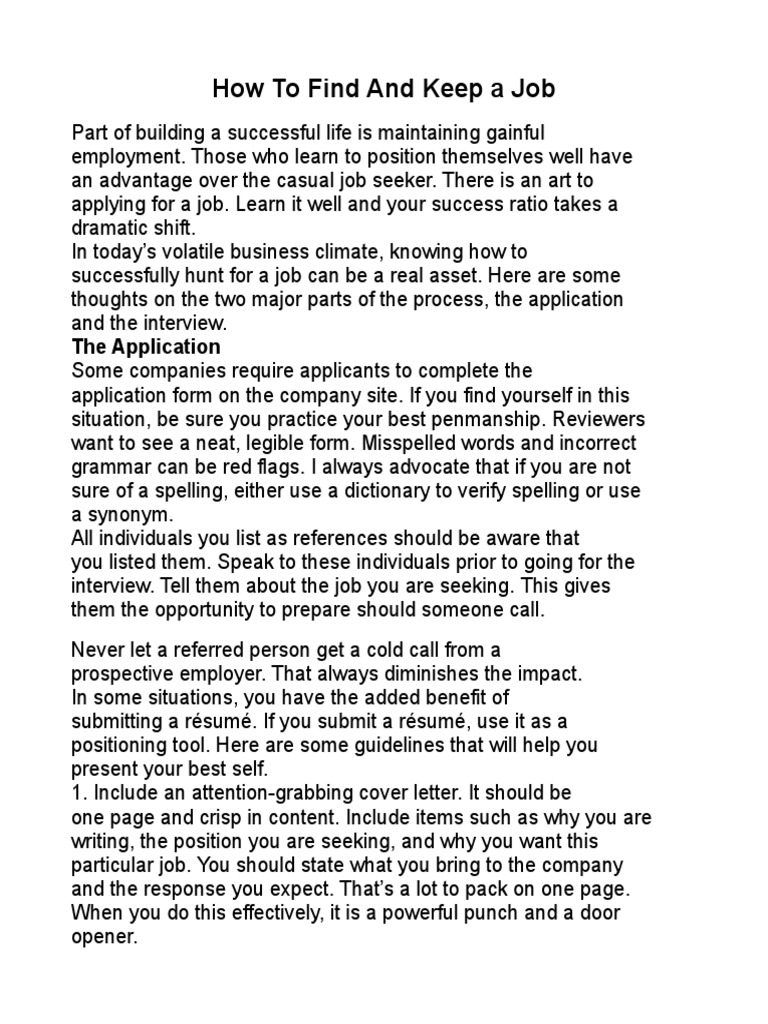 How To Find and Keep A Job | PDF | Résumé | Employment