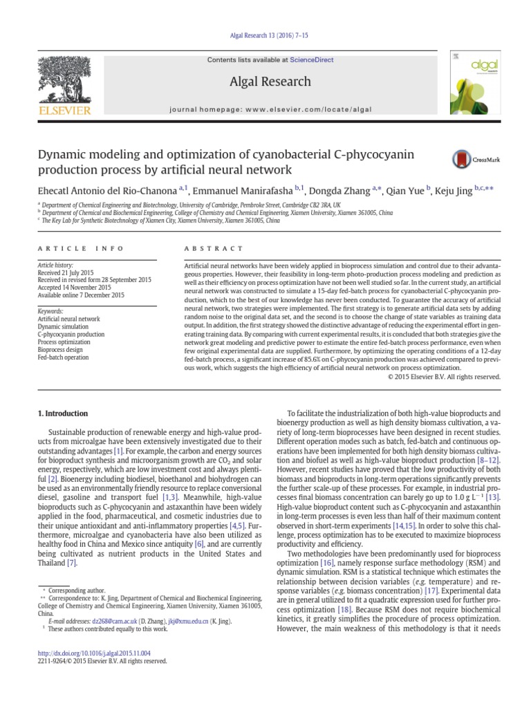 Algal Research: Ehecatl Antonio Del Rio-Chanona, Emmanuel Manirafasha ...
