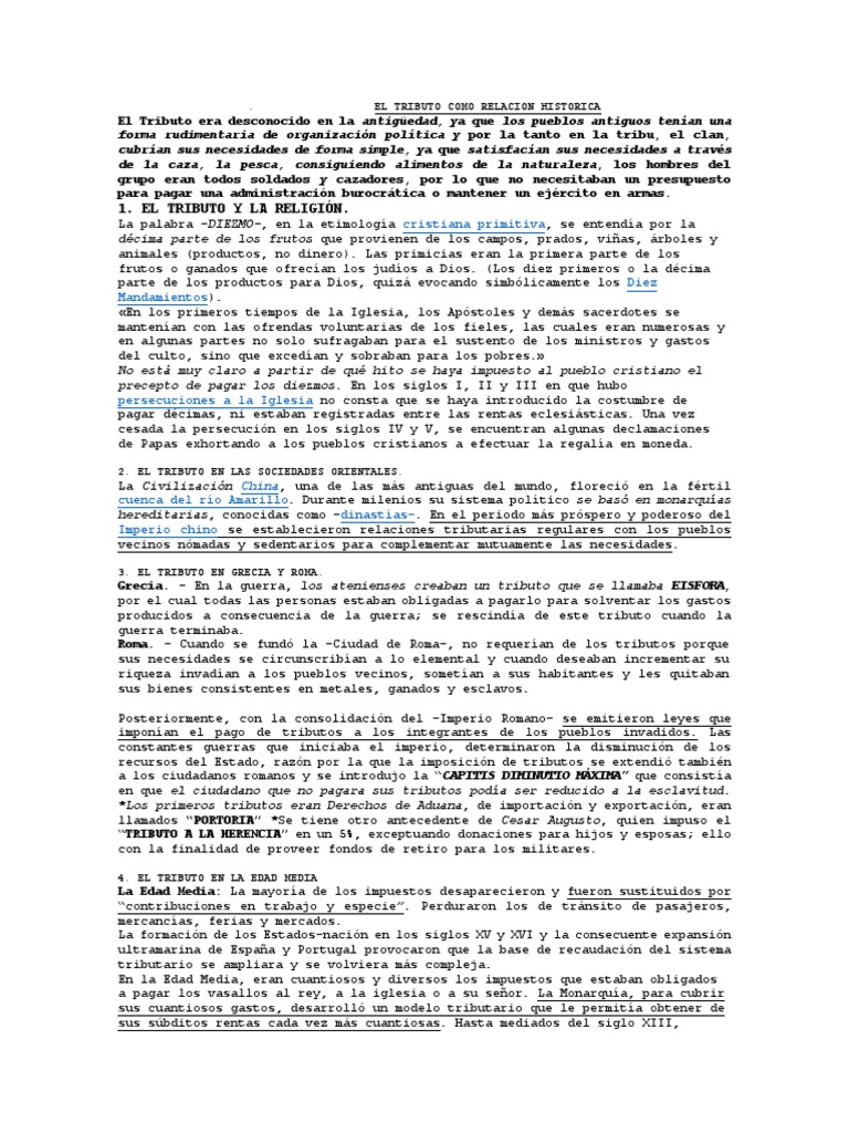 Historia Del Tributo | PDF | Diezmo | Religión y creencia