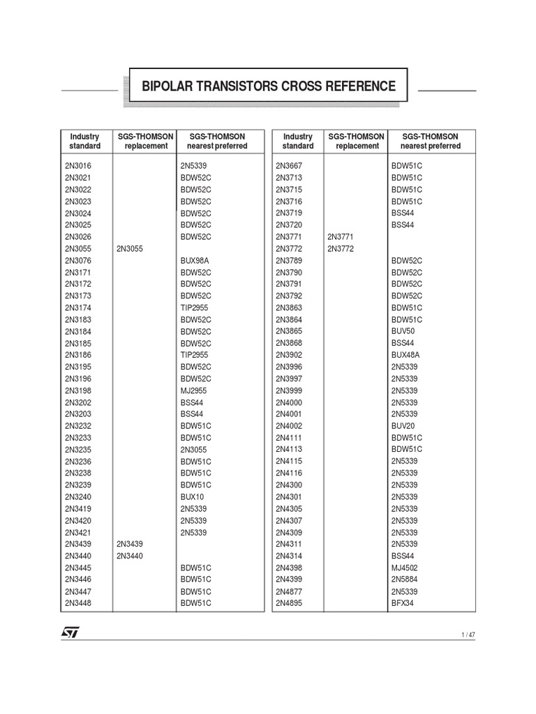 Bipolar Transistor Equivalences PDF | PDF | Rules | Electronic Engineering