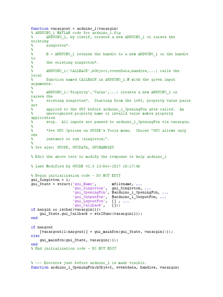 MATLAB code for controlling an Arduino-based traffic light simulation GUI | PDF | Object ...