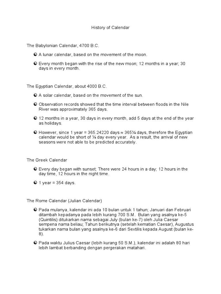 History of Calendar | PDF | Ancient Astronomy | Calendar