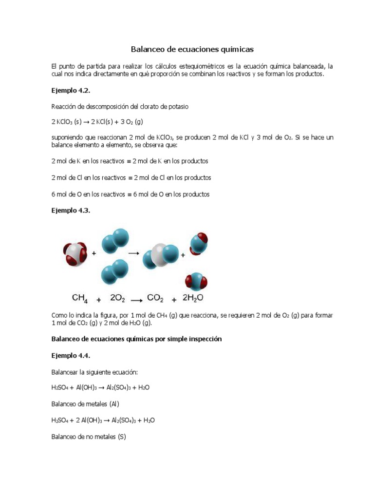 Balanceo de Ecuaciones Químicas | PDF | Redox | Estequiometría