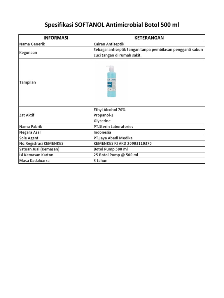 Spec Softanol 500 ML | PDF