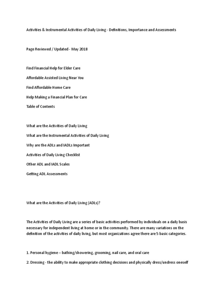 Assessing Daily Living Skills: A Comprehensive Guide to Evaluating ...