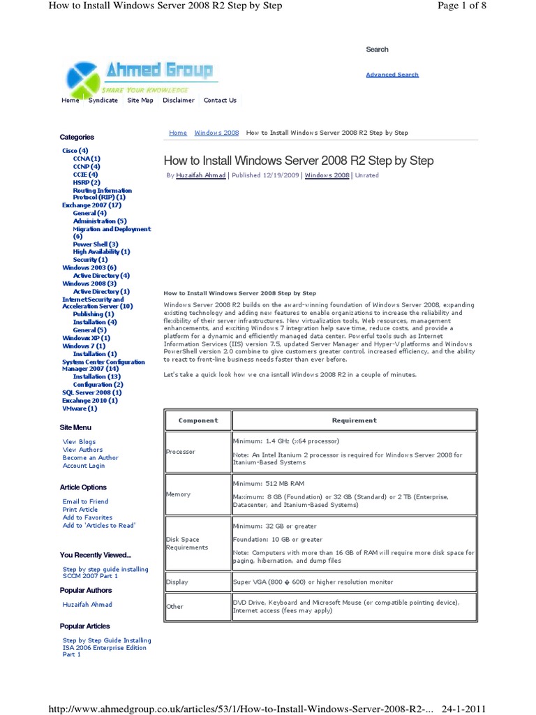 How To Install Windows Server 2008 R2 Step by Step: Categories | PDF ...