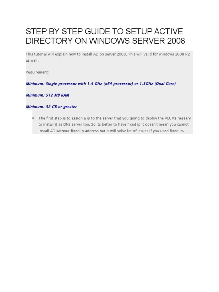 Step by Step Guide To Setup Active Directory On Windows Server 2008 ...