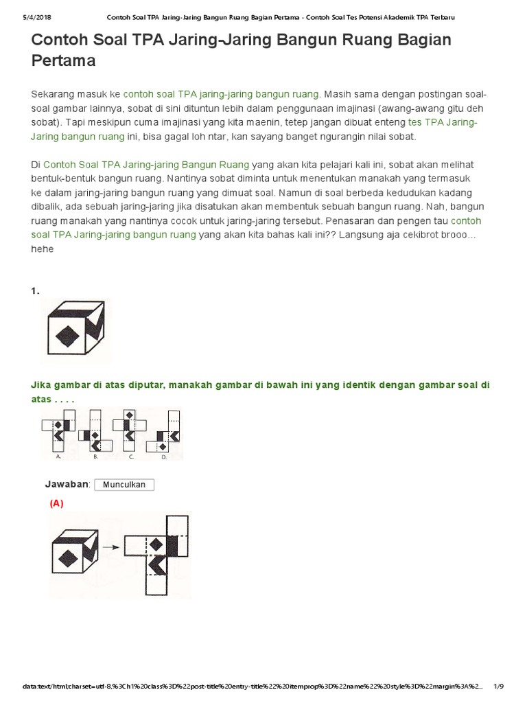 Contoh Soal Tes Potensi Akademik TPA Terbaru | PDF