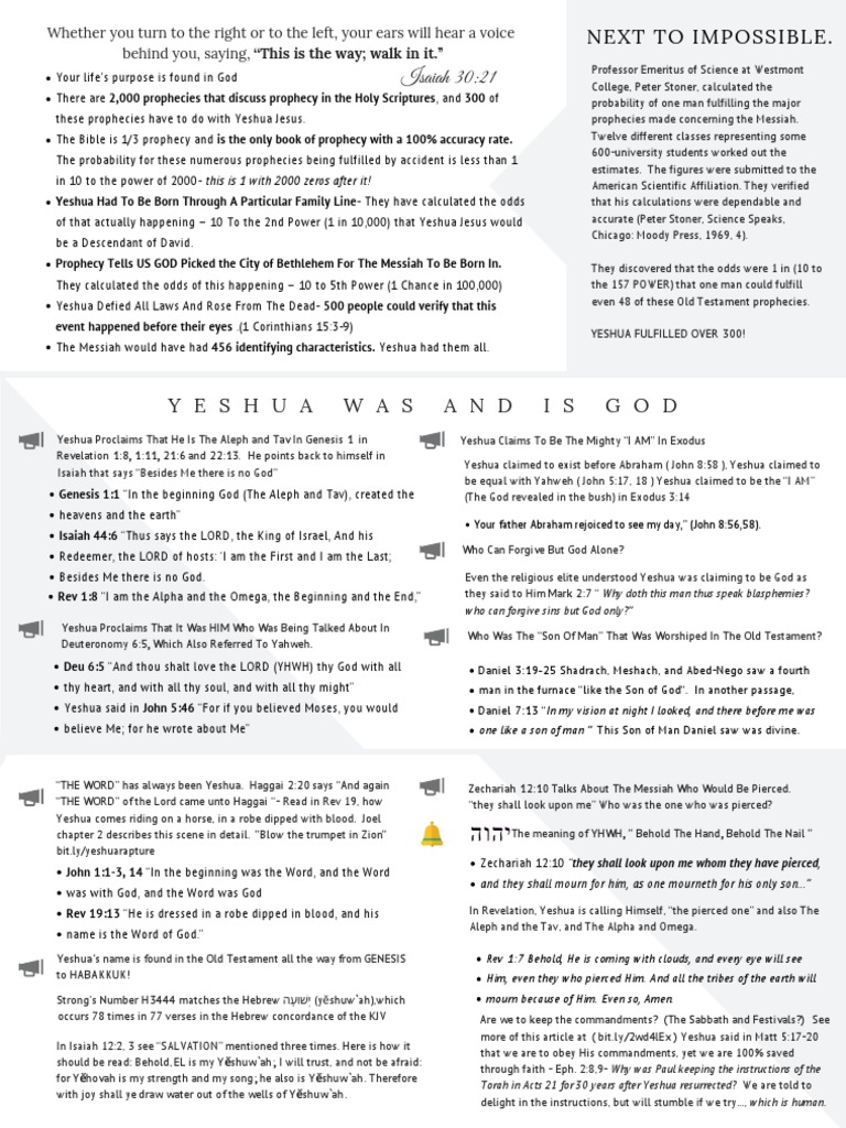 FREE Detailed Witnessing Tract - Evidence For God Messianic | PDF ...