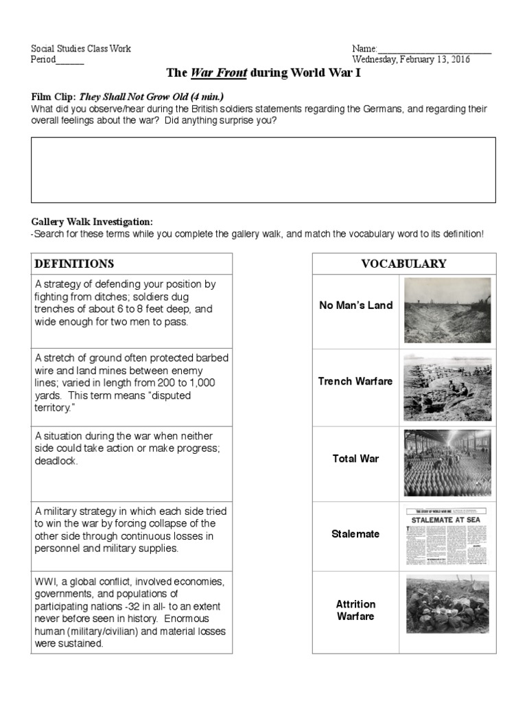 WWI Insights for Students | PDF | Trench Warfare | World War I
