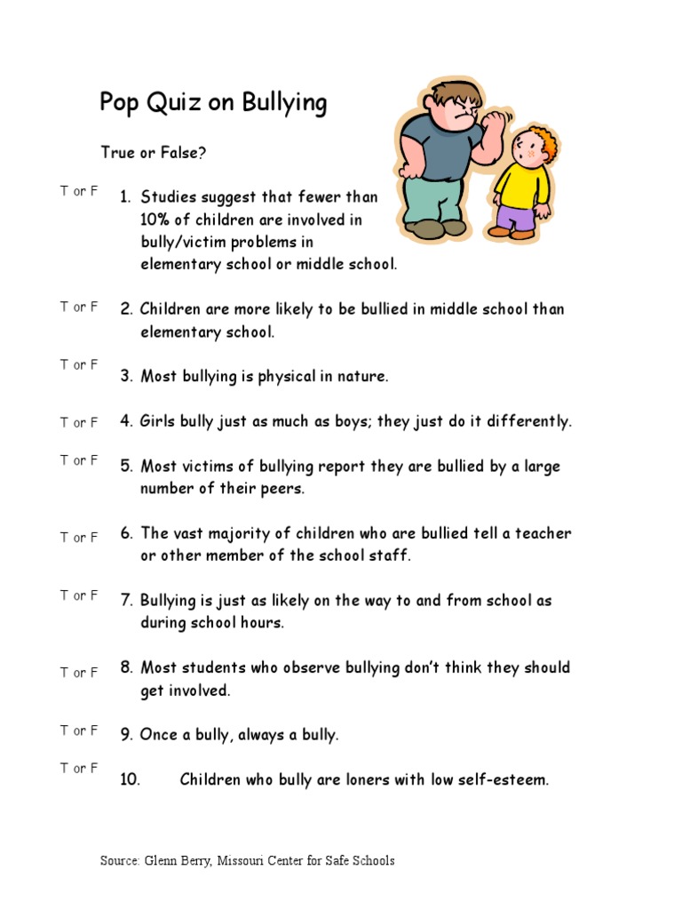 Pop Quiz On Bullying | PDF | Bullying | Cyberbullying