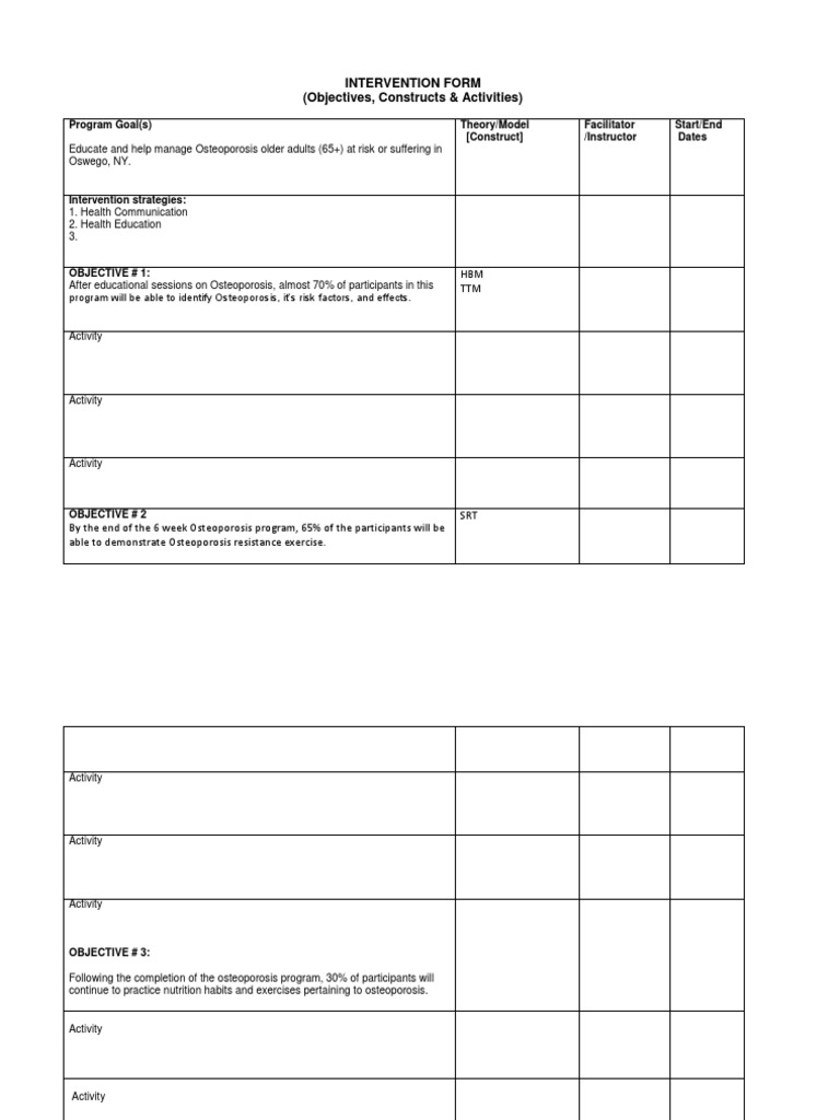 Intervention Form 1 | PDF