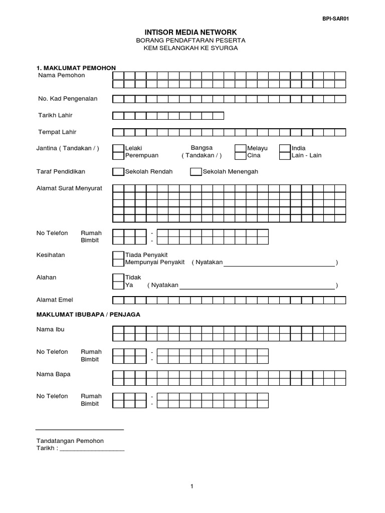 Borang Pendaftaran SKS | PDF