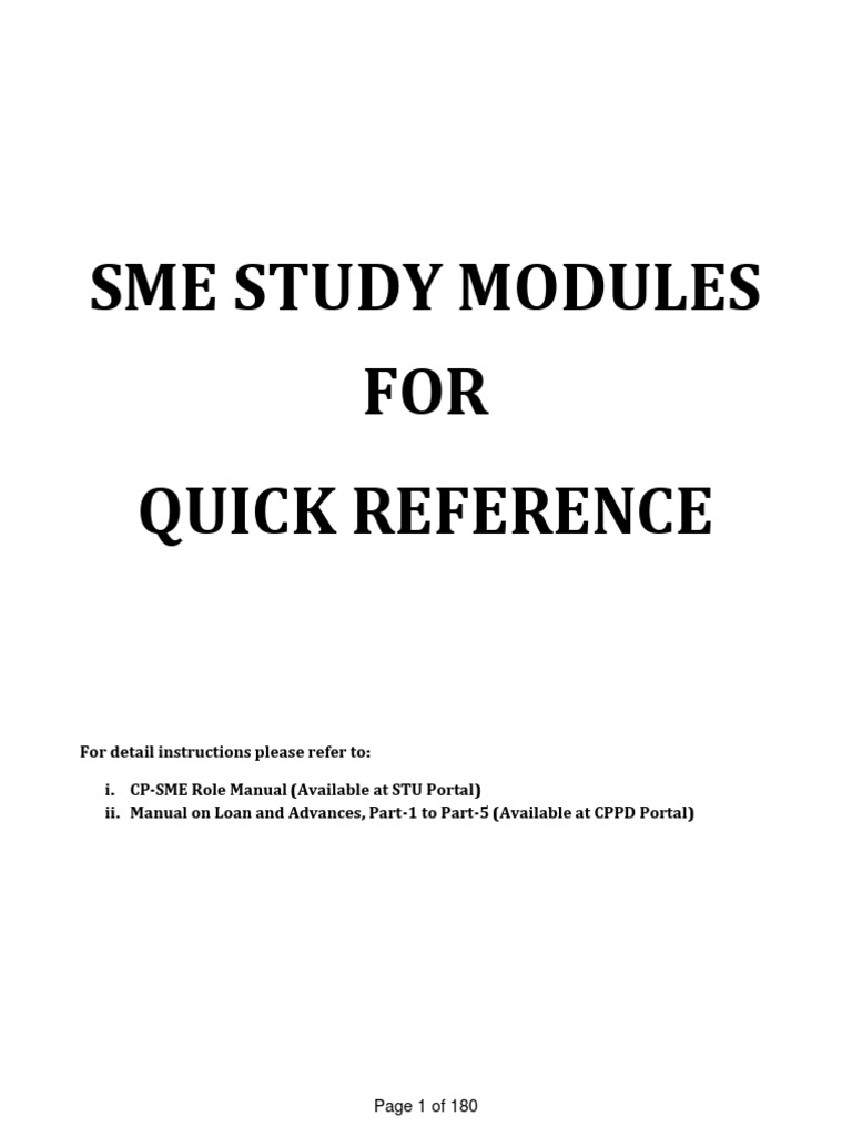 Sme Study Modules For Quick Reference PDF | PDF | Reserve Bank Of India ...
