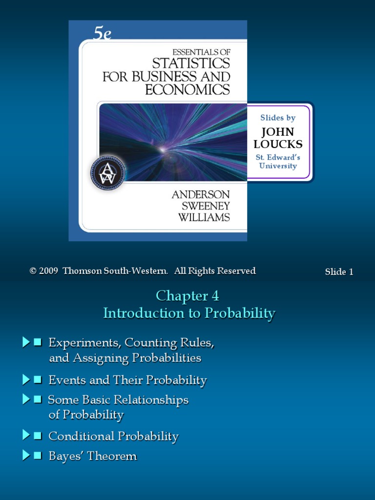 John Loucks: 1 Slide © 2009 Thomson South-Western. All Rights Reserved ...