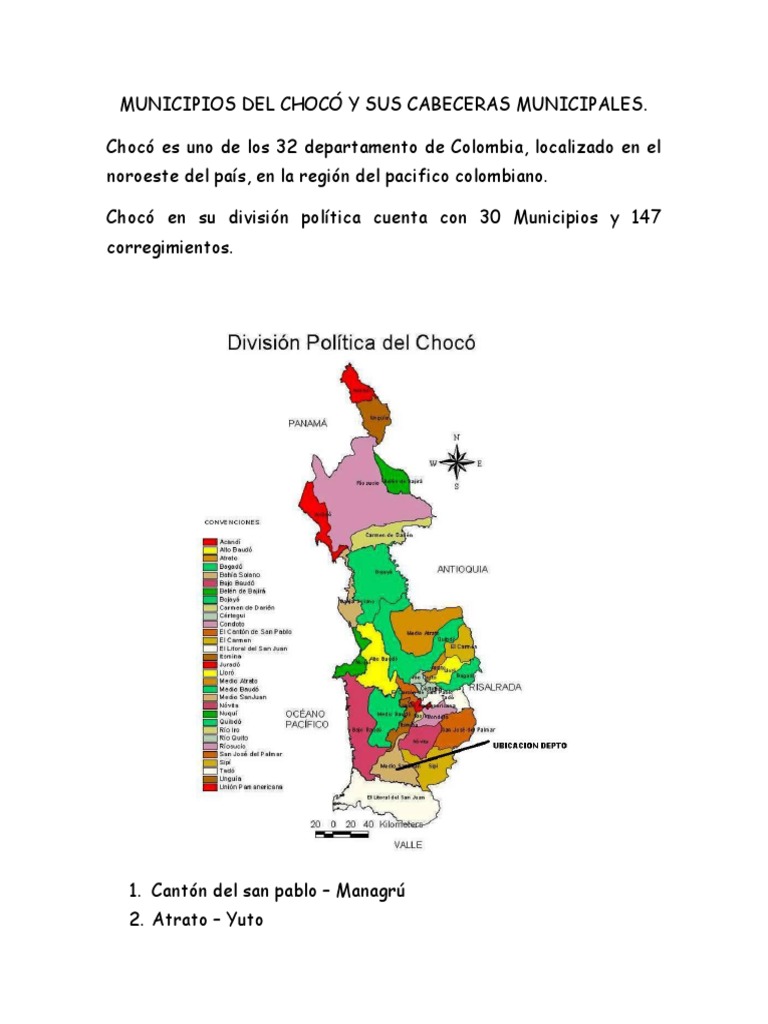 Municipios Del Chocó y Sus Cabeceras Municipales | PDF | Política