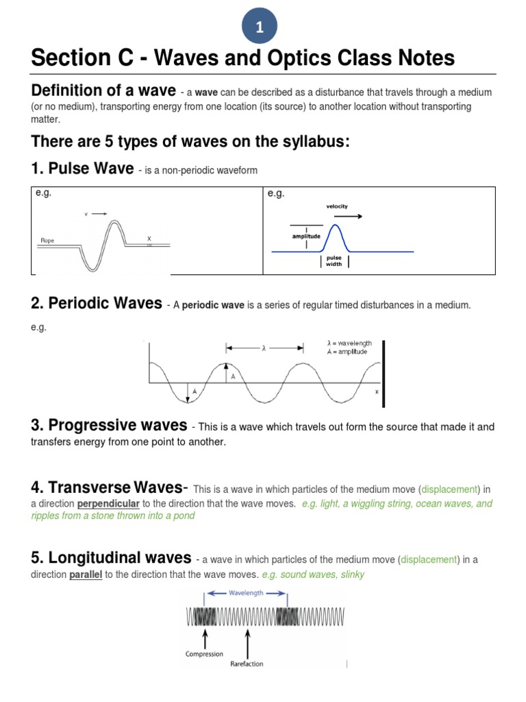 Waves and Optics Class Notes Part 1 | PDF | Social Science | Philosophy