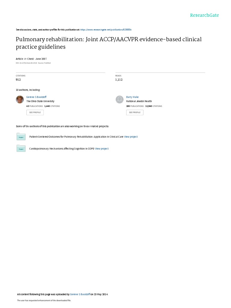 Pulmonary Rehabilitation: Joint ACCP/AACVPR Evidence-Based Clinical ...
