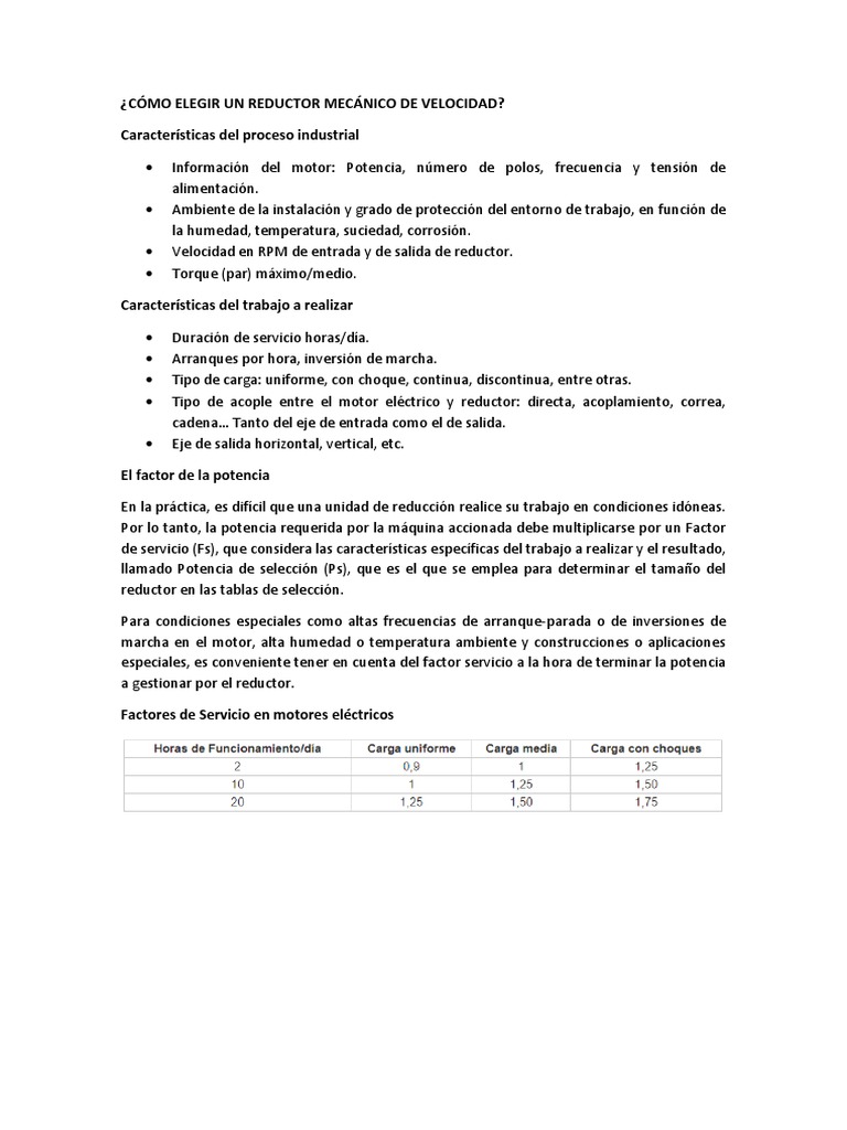 Cómo Elegir Un Reductor Mecánico de Velocidad | Descargar gratis PDF ...