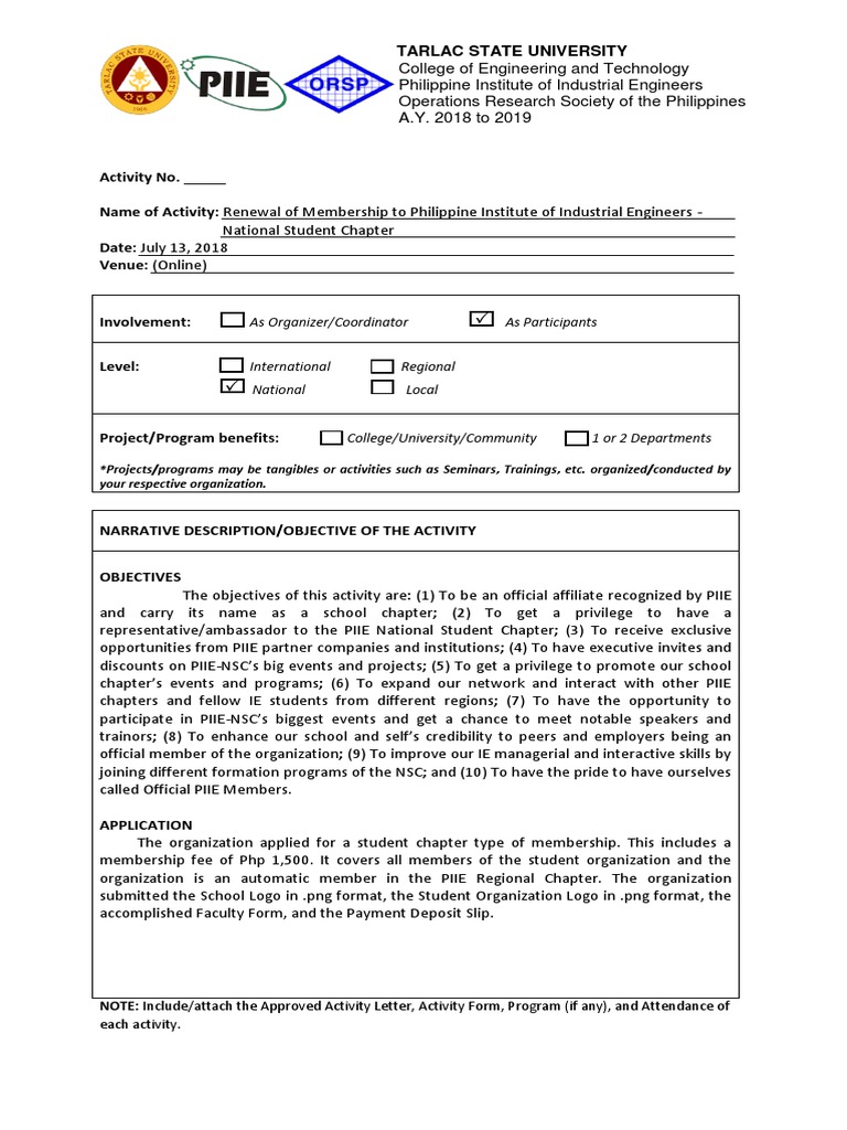 Accomplishment Report for PIIE Activities | PDF | Occupational Safety ...
