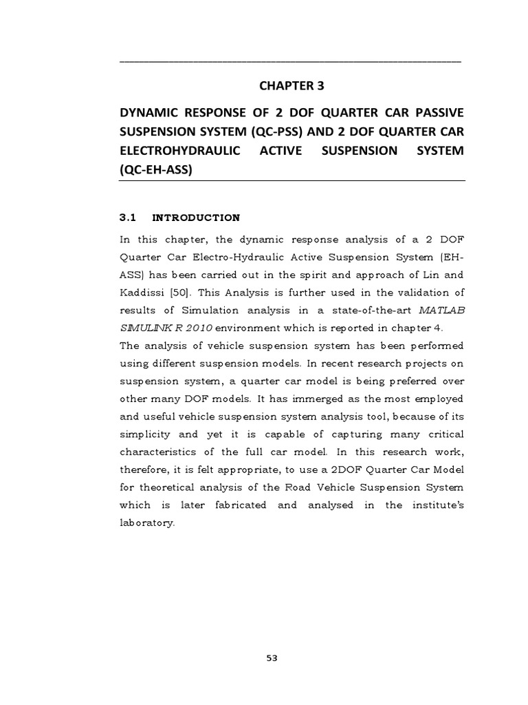 Dynamic Response of 2 Dof Quarter Car Passive Suspension System (QC-PSS ...