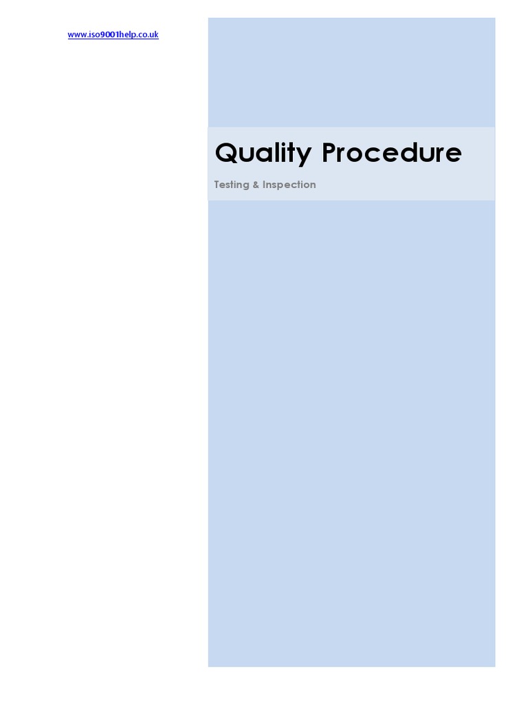 Quality Inspection Procedures Overview | PDF | Quality Management ...