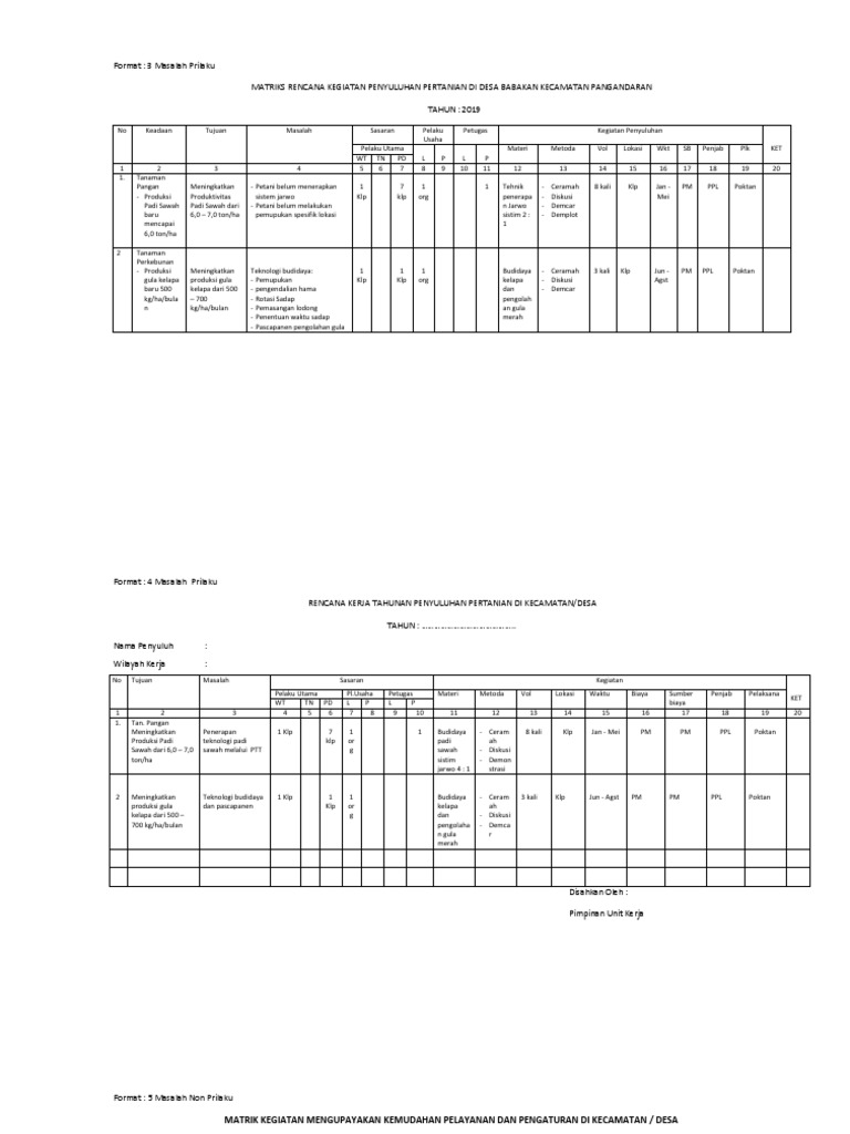 Matrik Programa - Format 1 - 5 Baru | PDF