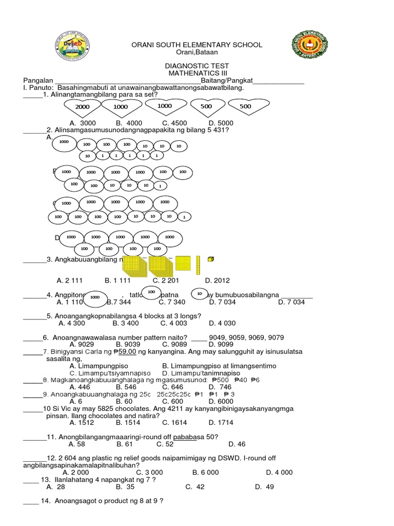 Diagnostic Test Math Science English | PDF | Ear | Nature