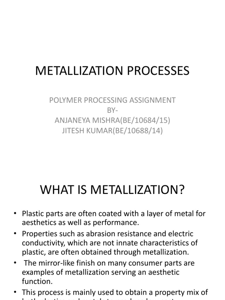 Metallization Processes | PDF | Procedural Knowledge | Business Process