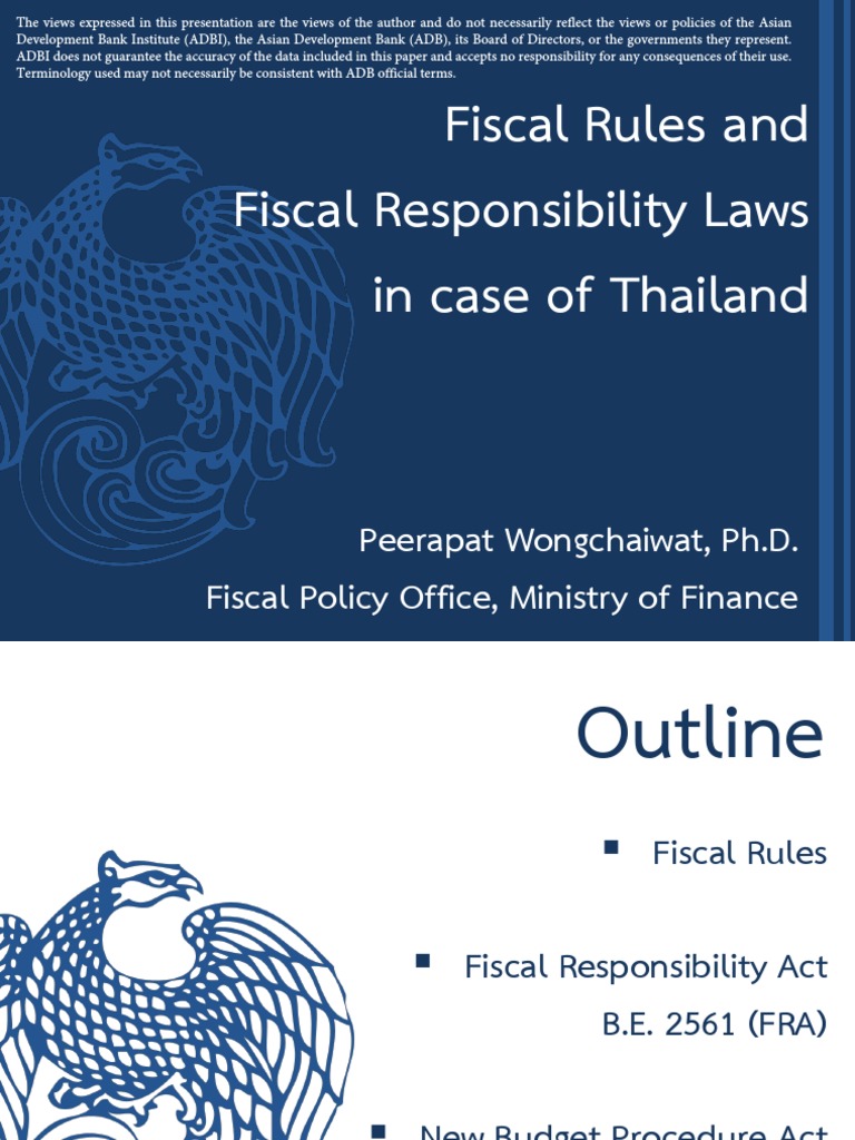 Fiscal Rules and Fiscal Responsibility Laws in case of Thailand ...