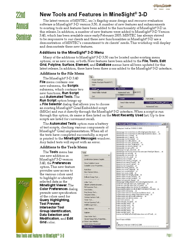 New Tools and Features in MineSight 3-D | PDF | Menu (Computing) | Icon ...