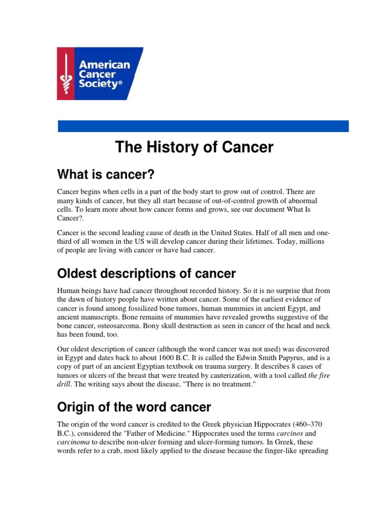 History of Cancer | PDF | Radiation Therapy | Chemotherapy
