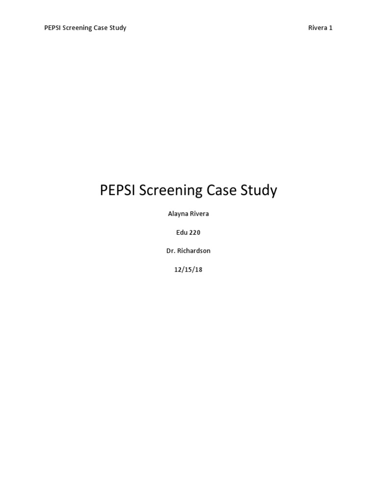 Pepsi Screening Case Study | PDF | Emotions | Adolescence