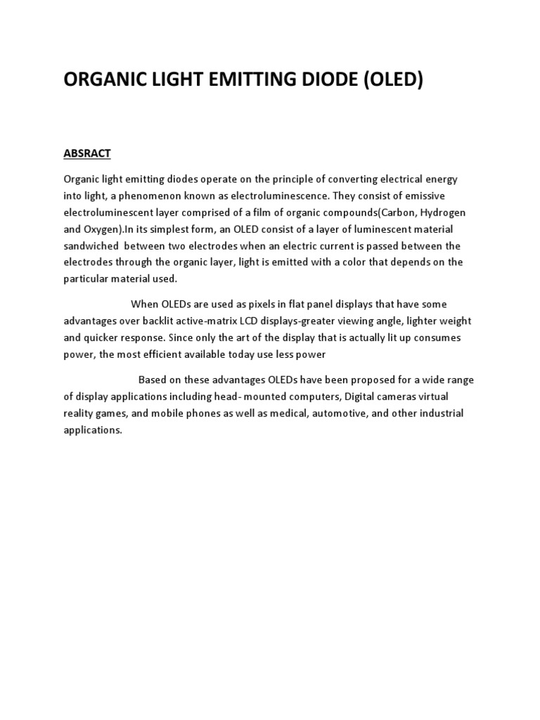Organic Light Emitting Diode | PDF | Technology & Engineering