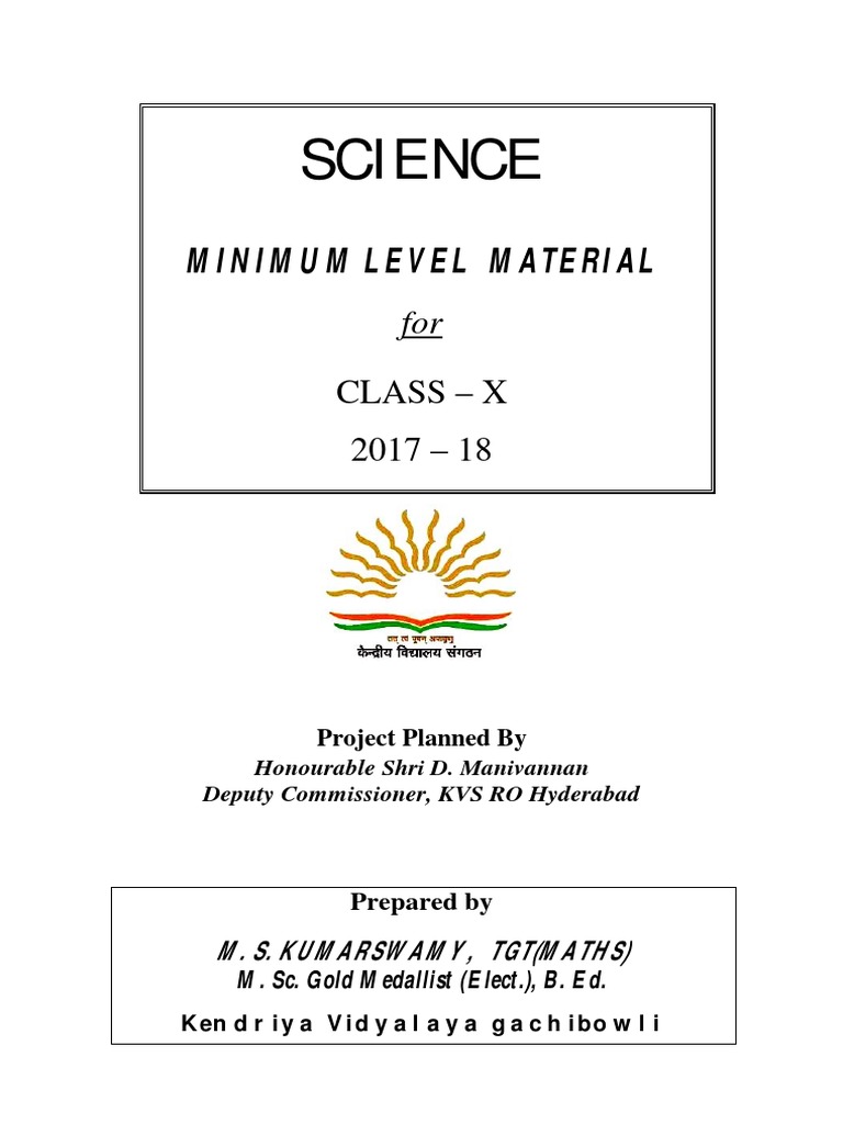 MLL Study Materials Science Class X 2017 18 PDF | PDF | Oxide | Redox