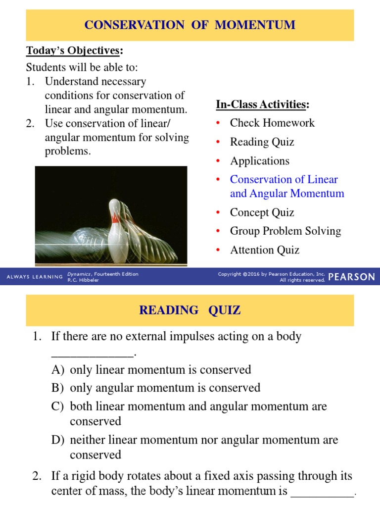 Conservation Of Momentum Today S Objectives Pdf Angular Momentum Rotation Around A Fixed Axis