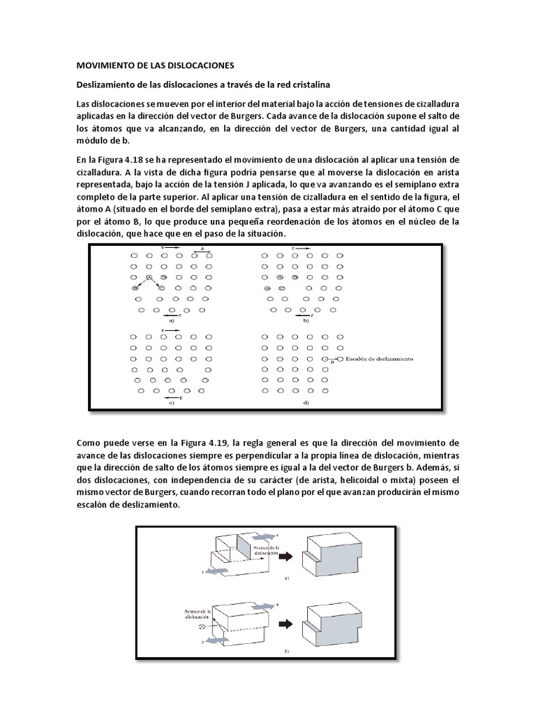 4.2..4.2.3dMOVIMIENTO DE LAS DISLOCACIONES | PDF | Dislocación | Estrés ...