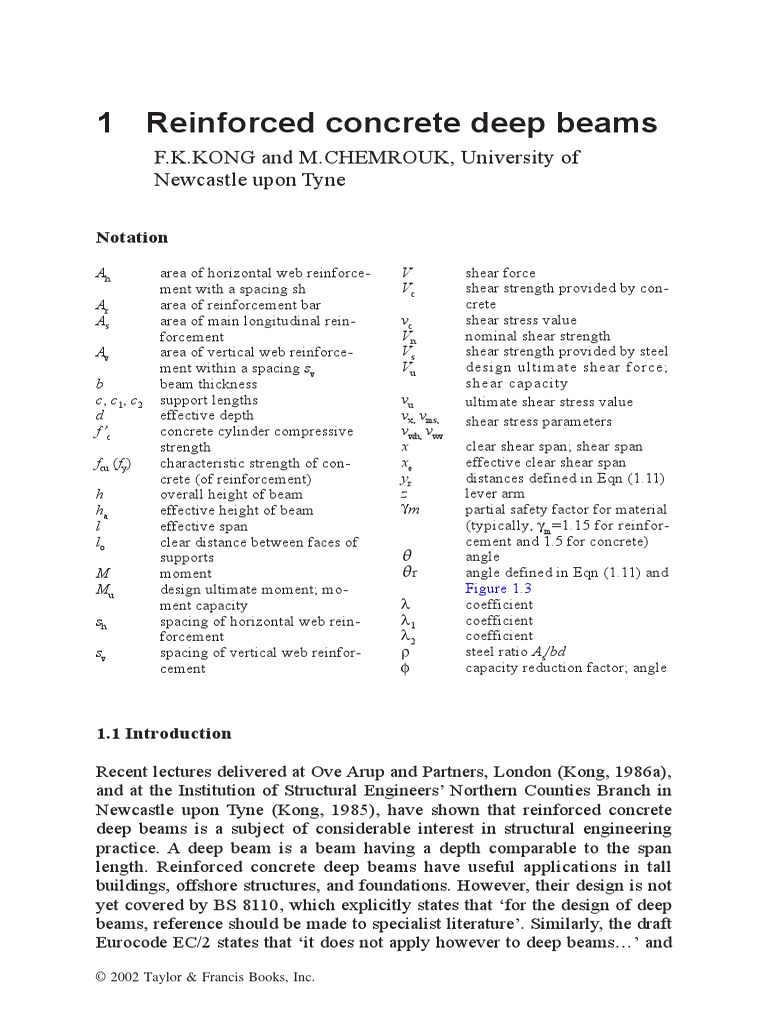 1 Reinforced Concrete Deep Beams: F.K.KONG and M.CHEMROUK, University ...