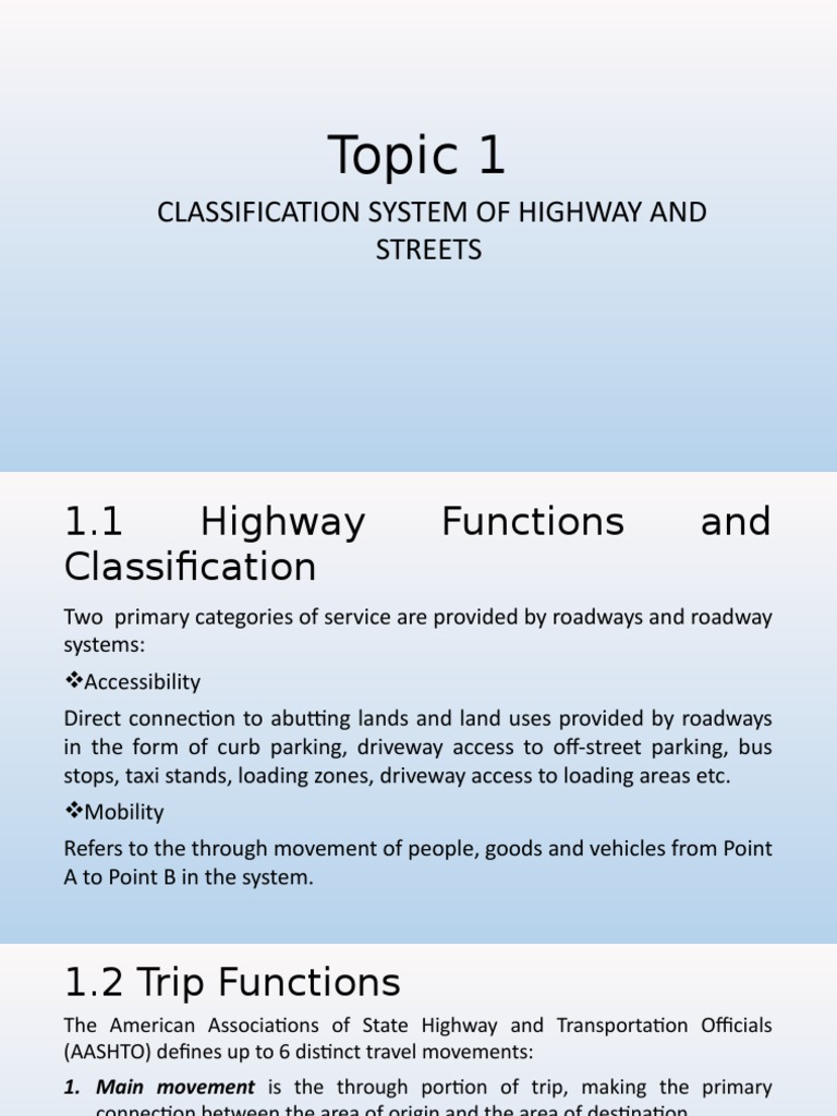 Topic 1. Road Classification Design | PDF | Controlled Access Highway ...