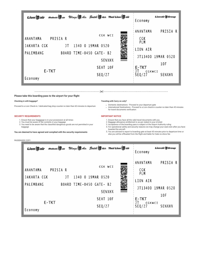 Check-In Confirmation Page | PDF