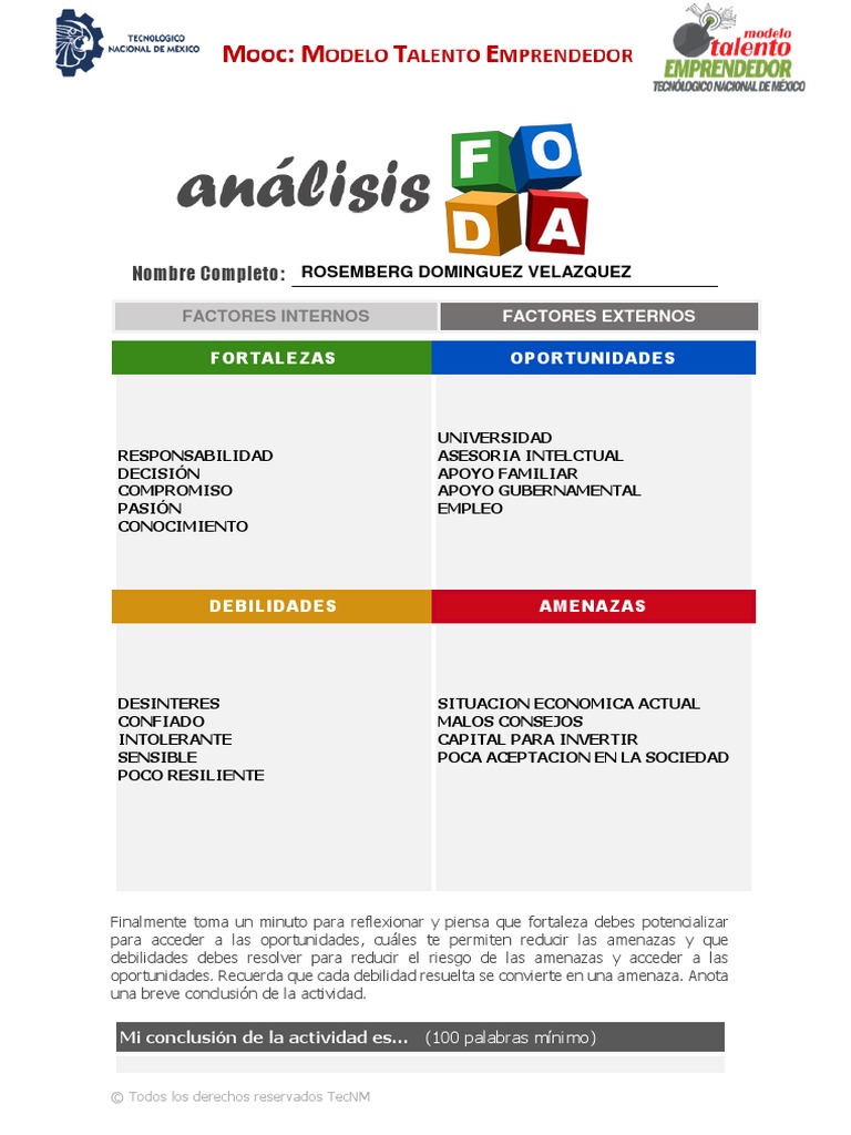 Formato Actividad9 Plantilla Analisis FODA | PDF