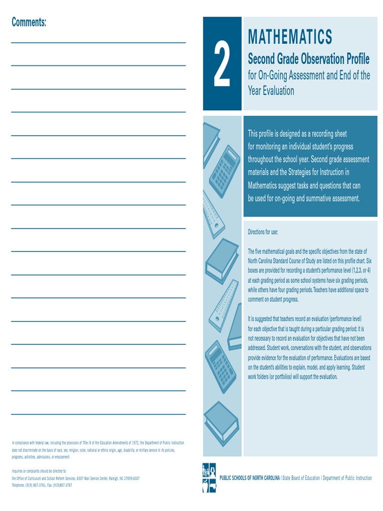 Mathematics: Second Grade Observation Profile | PDF | Educational ...