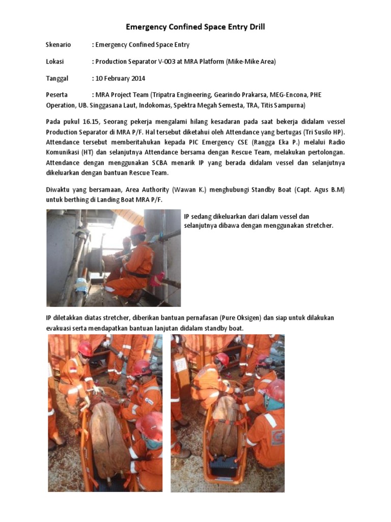 Emergency Confined Space Entry Drill | PDF
