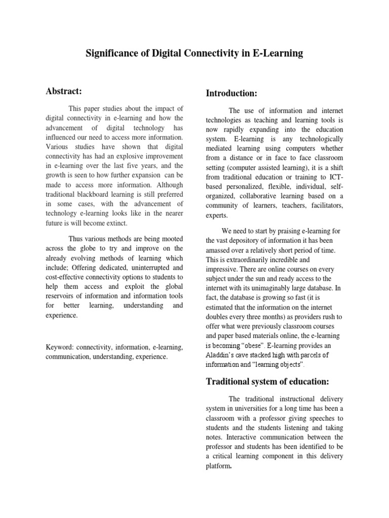 Digital Connectivity Paper. | PDF | Educational Technology | Learning