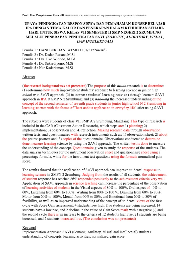 Improving Student Understanding and Response in Science Learning using ...
