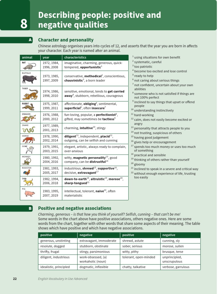 Describing People: Positive and Negative Qualities | PDF