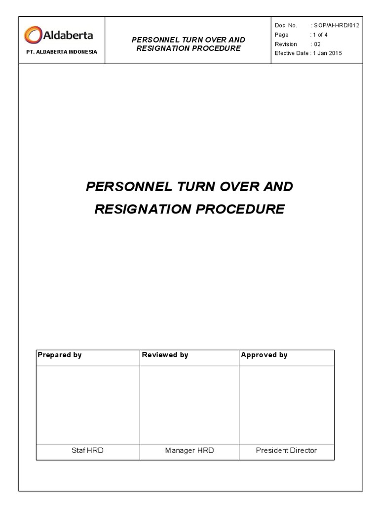 SOP-12 Personnel Turn Over | Turnover (Employment) | Employment