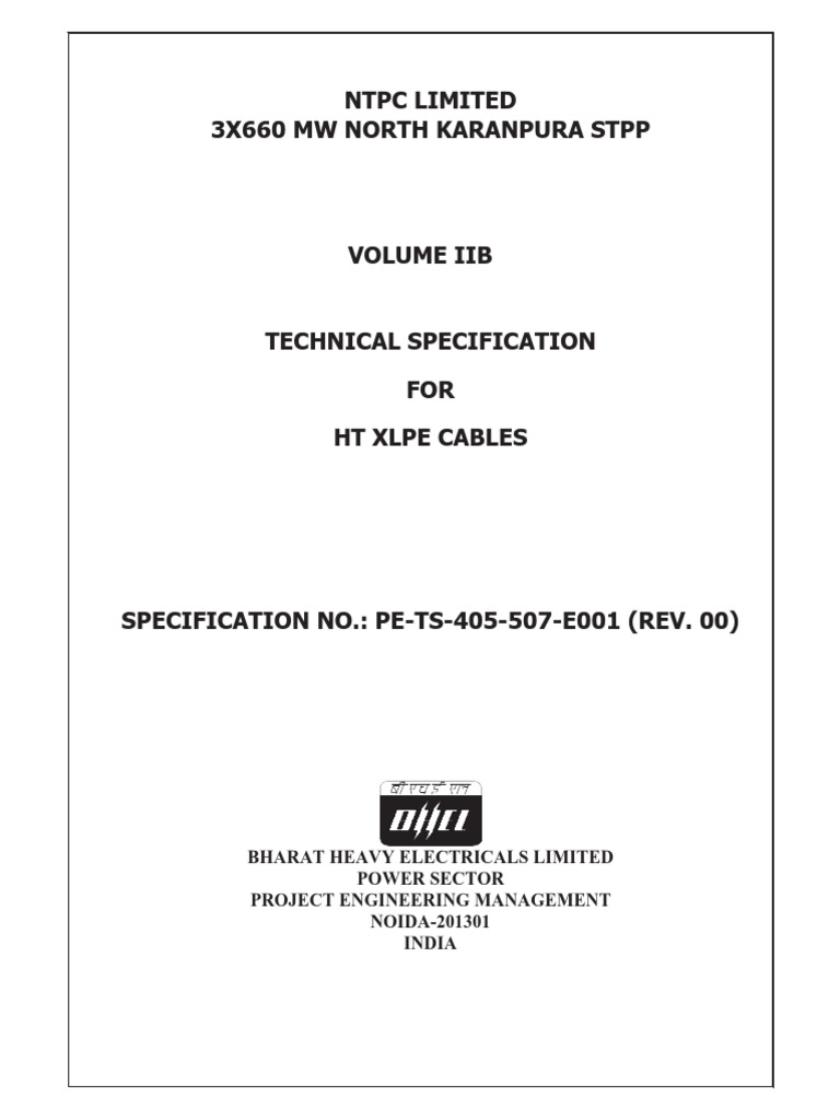 HT Cable Bhel | Download Free PDF | Specification (Technical Standard) | Alternating Current